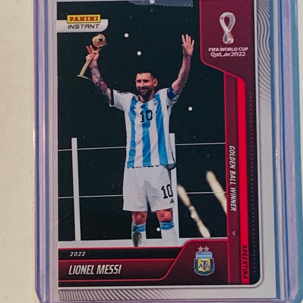 Lionel Messi World Cup Champion Trophy Panini Instant… - Gem